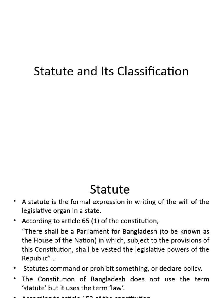 Lecture 2 Statute and Its Classification | PDF | Ex Post Facto Law ...