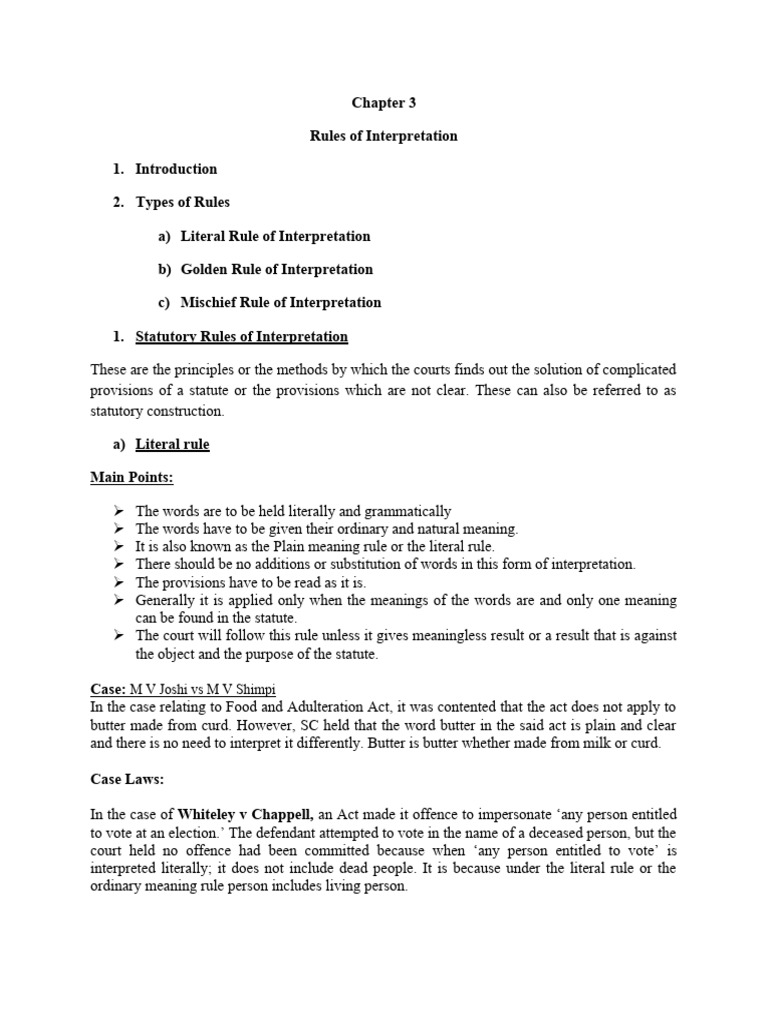 Three Rules of Statutory Interpretation | PDF | Plain Meaning Rule ...