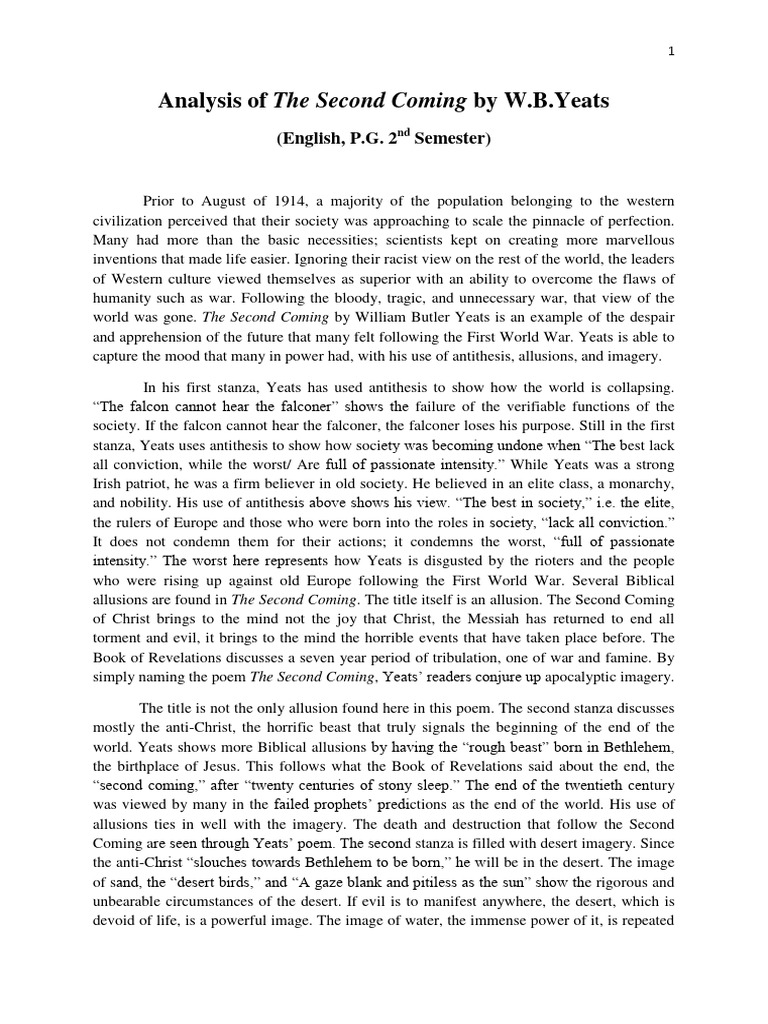 Second Coming by Dr. S. Singh PG 2nd Sem | PDF | Jesus | Second Coming