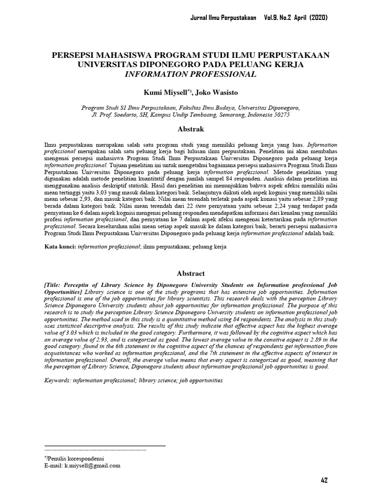 Persepsi Mahasiswa Ilmu Perpus Undip | PDF | Ilmu Sosial | Sains & Matematika