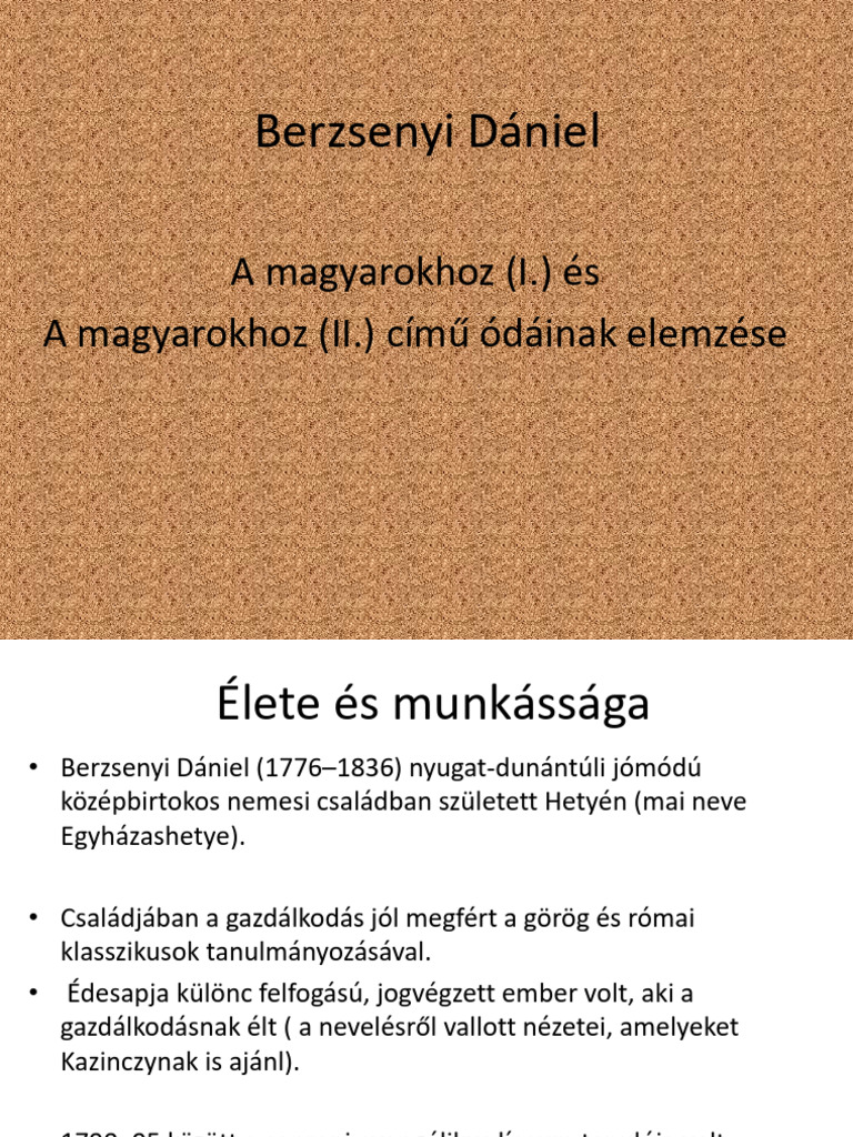 Berzsenyi Dániel - A Magyarokhoz I És II | PDF