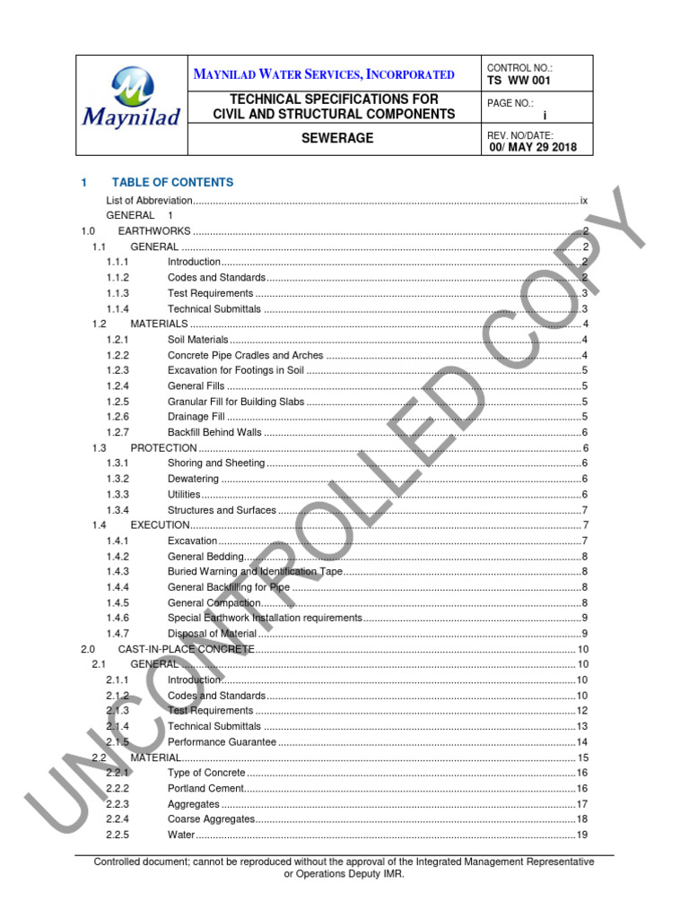 Appendix A1 - TS WW 001 Civil-Structural Rev0 | PDF | Concrete | Road ...