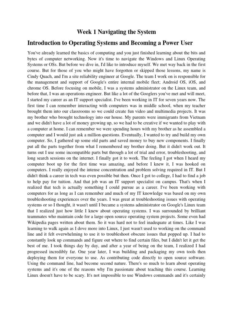 Operating Systems and You Becoming A Power User | PDF | Command Line ...