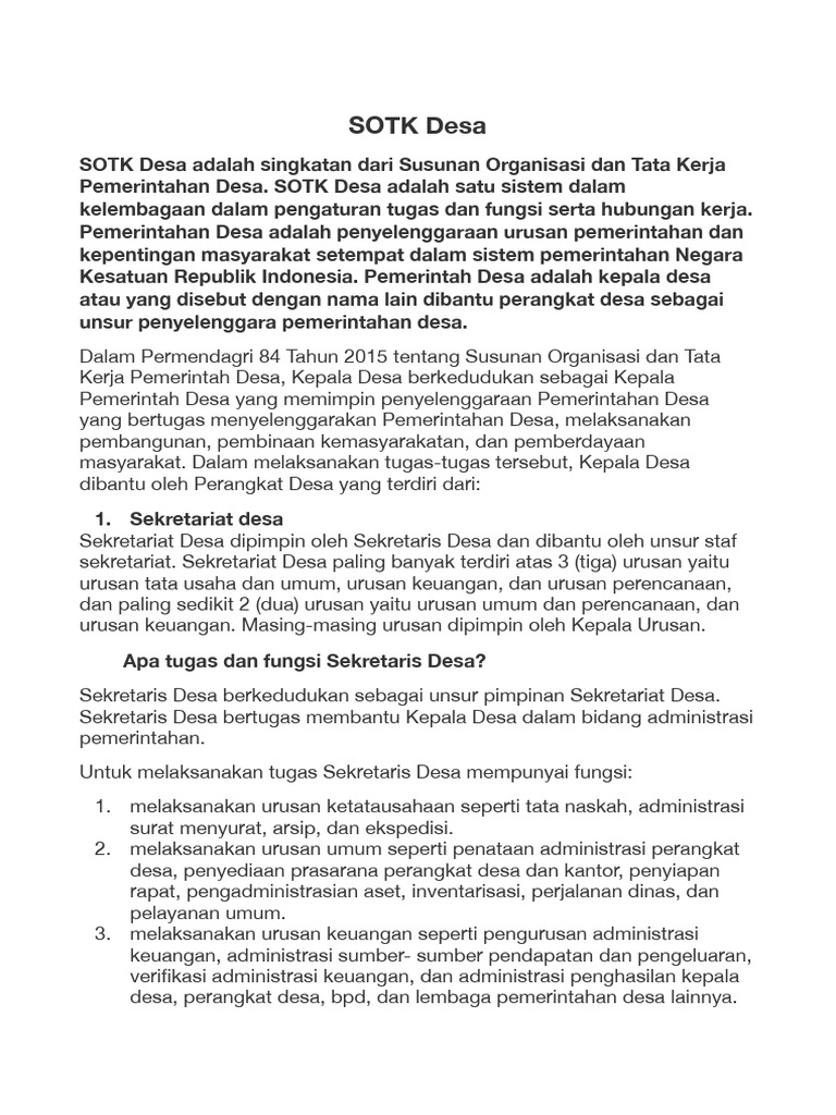 Sotk Desa | PDF