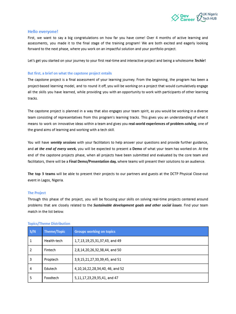 DCTP Capstone Project Details | PDF | Project Based Learning | Learning
