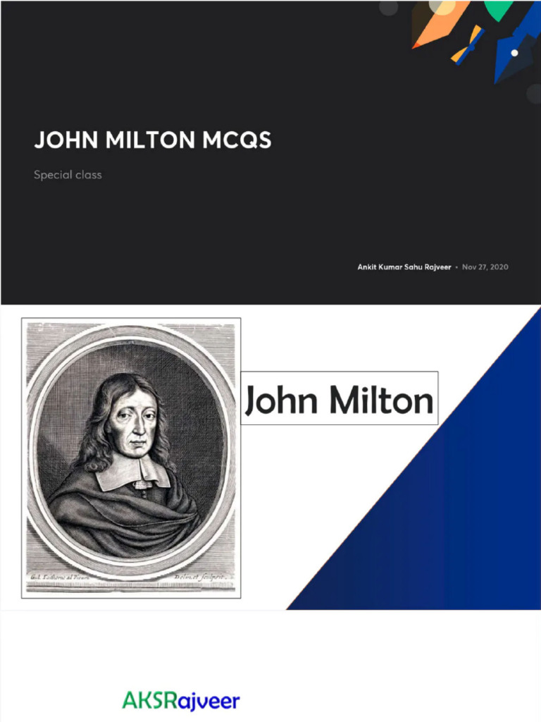 John Milton Mcqs No Anno | PDF