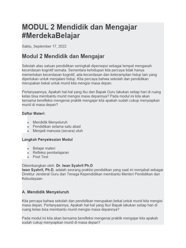 MODUL 2 Mendidik Dan Mengajar | PDF