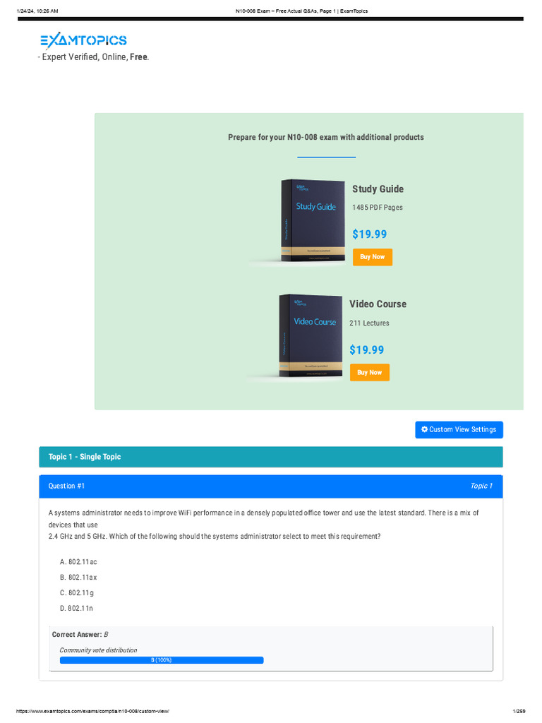 N10-008 CompNetwork+ Jan24 | PDF | Computer Network | Wireless Access Point