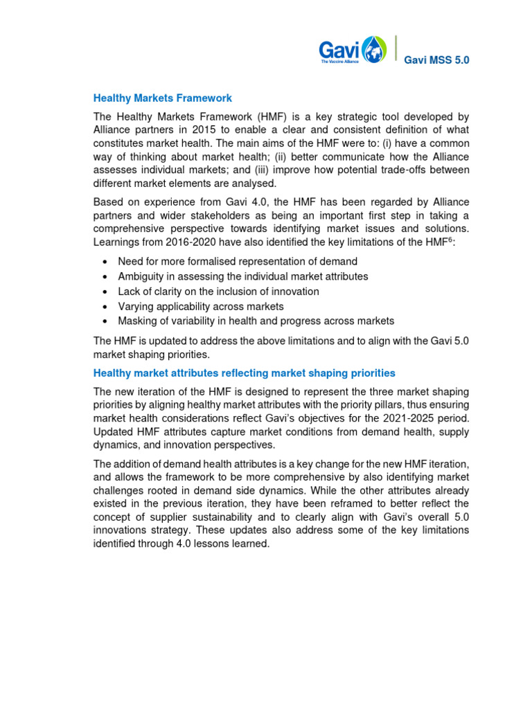 Healthy Markets Framework | PDF | Market (Economics) | Innovation