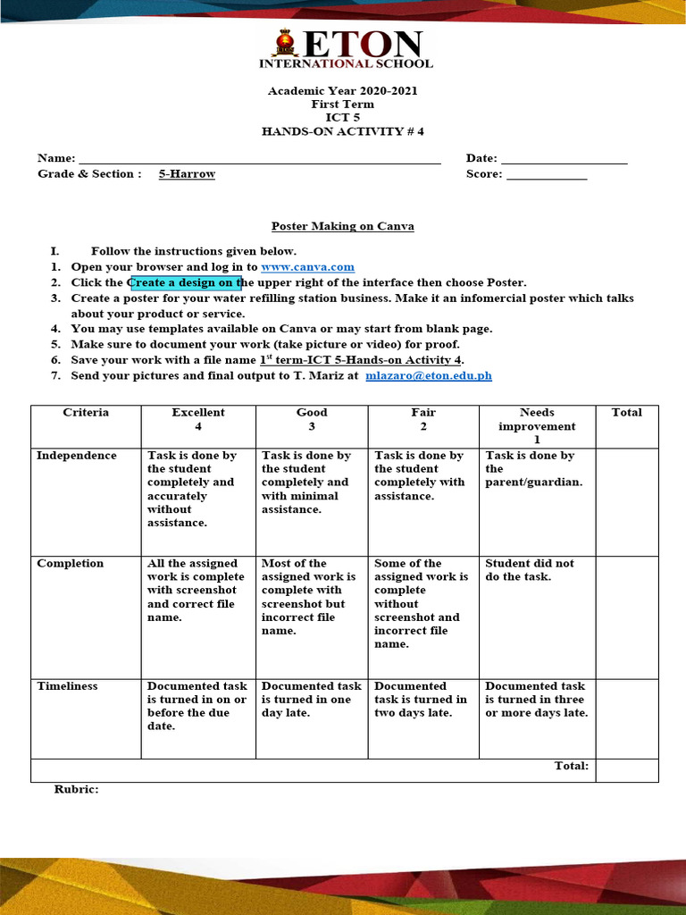 ICT 5-1ST TERM-HANDS-ON ACT#4-poster Making On Canva | PDF | Computer Science | Software Engineering