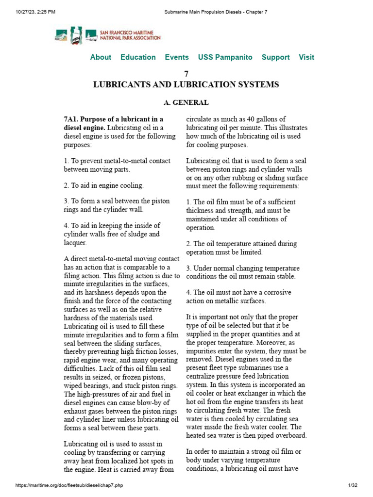 Submarine Main Propulsion Diesels - Chapter 7 | PDF | Internal Combustion Engine | Lubricant