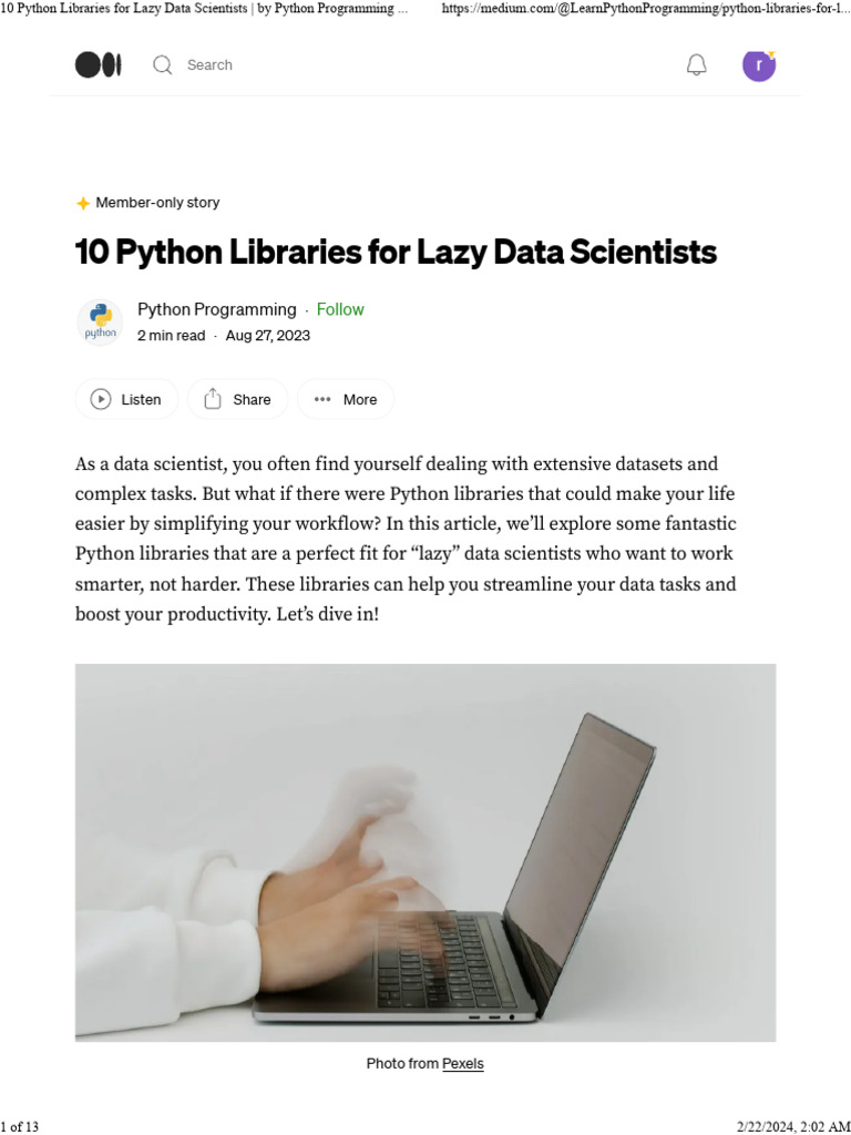 10 Python Libraries For Lazy Data Scientists By Python Programming