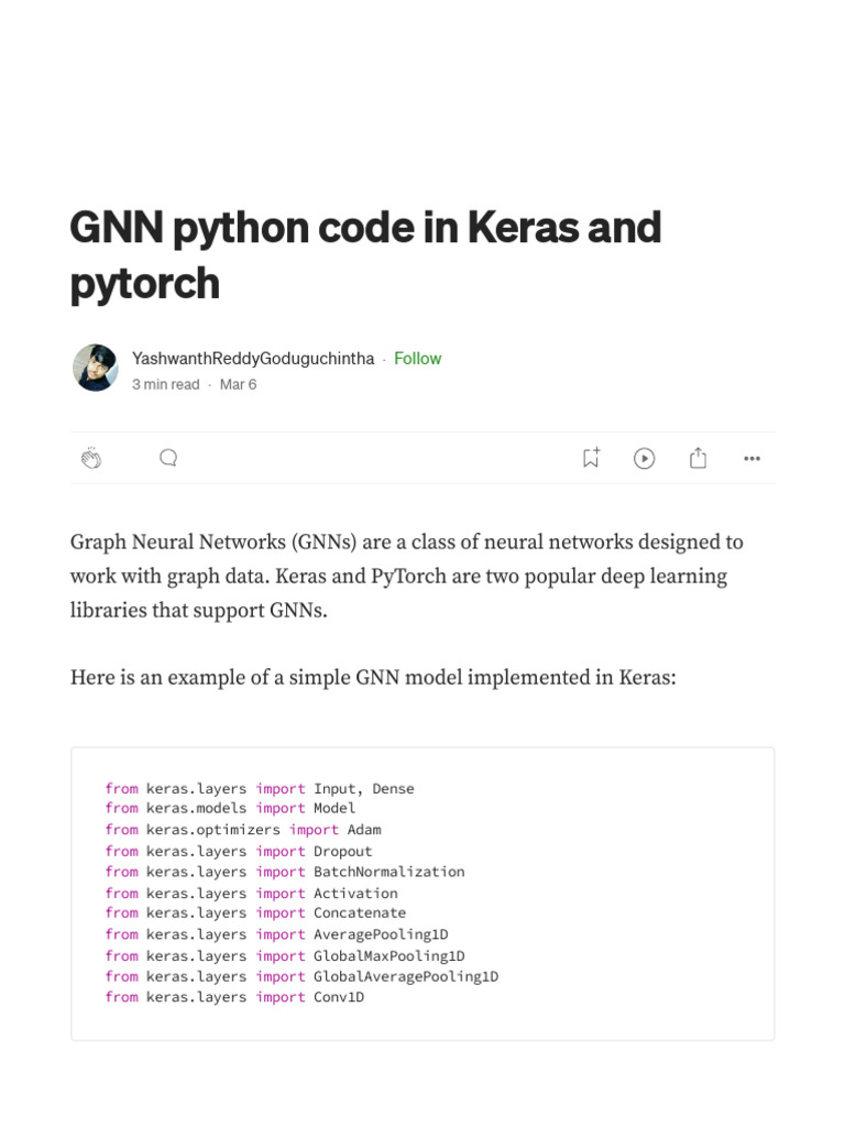 Gnn Python Code In Keras And Pytorch By Yashwanthreddygoduguchintha