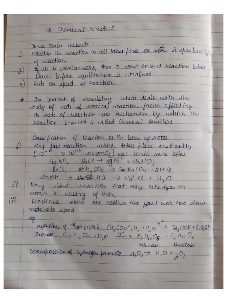 Chemical Kinetics Chemistry Ch5 Cbse | PDF