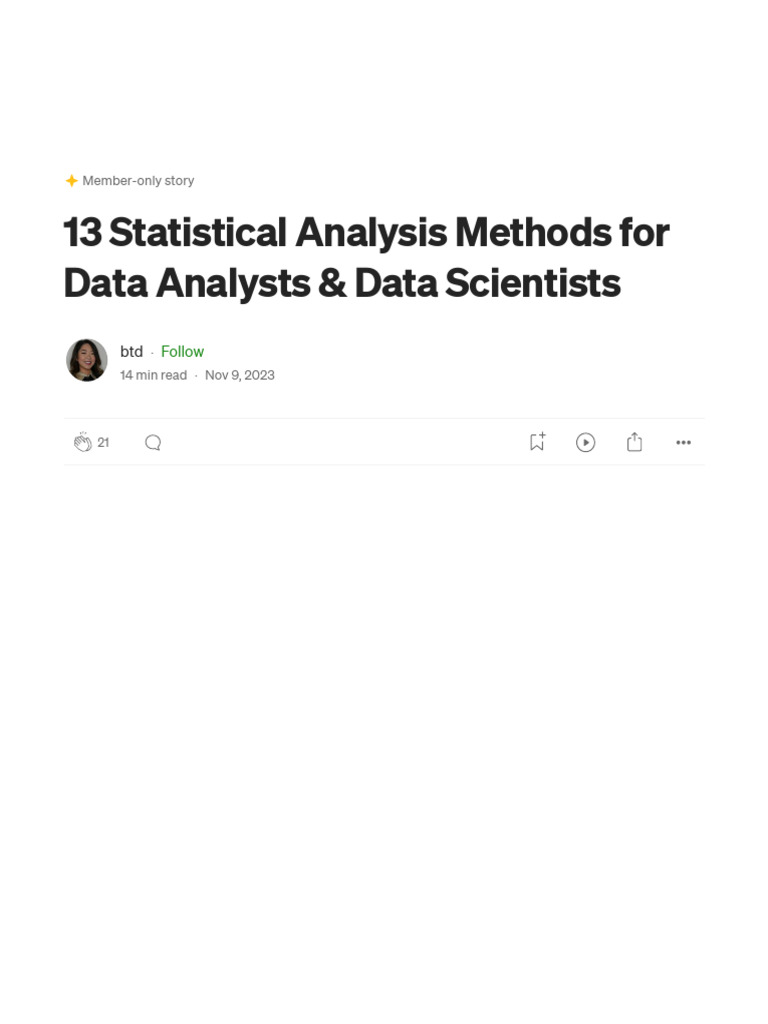 13 Statistical Analysis Methods For Data Analysts & Data Scientists ...