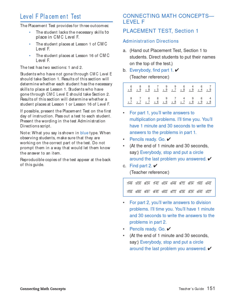 CMC Level F PlacementTest | PDF | Learning