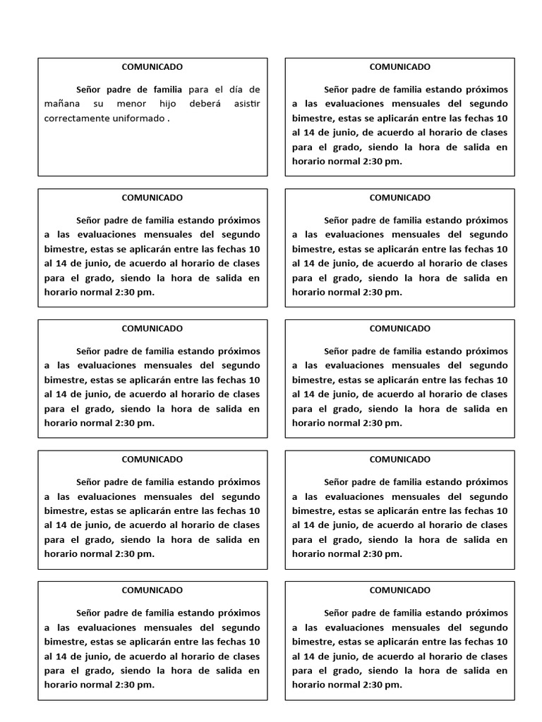 Comunicado 07 de Examen | PDF