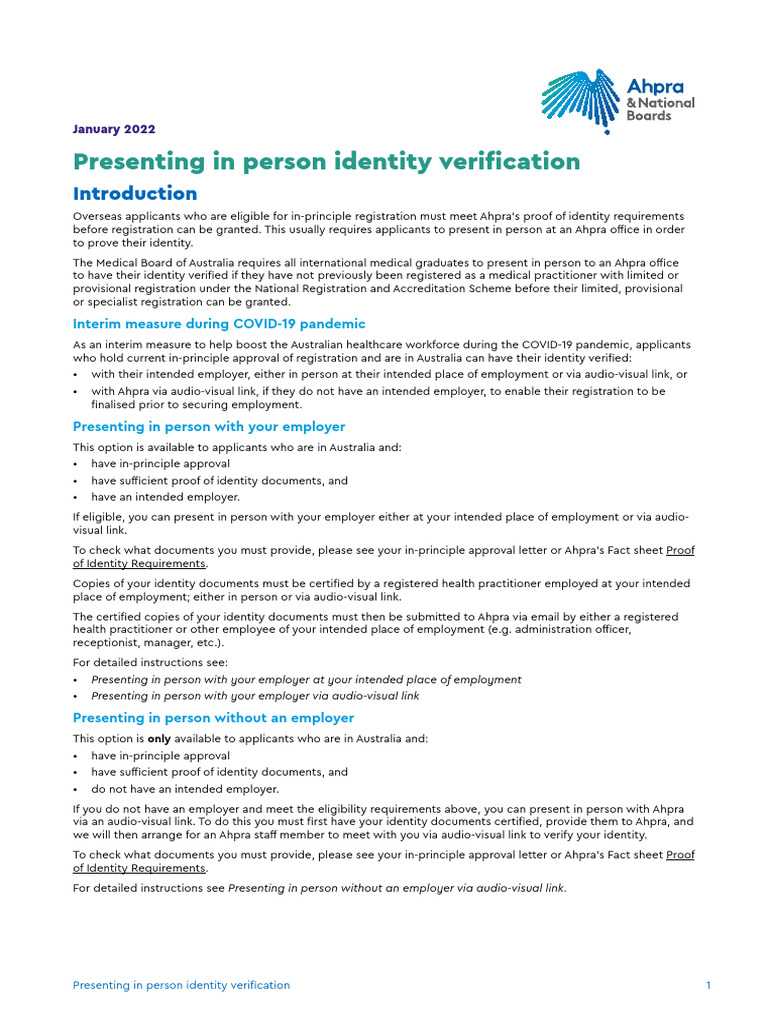 Ahpra---Fact-sheet---Presenting-in-person-identity-verification | PDF ...