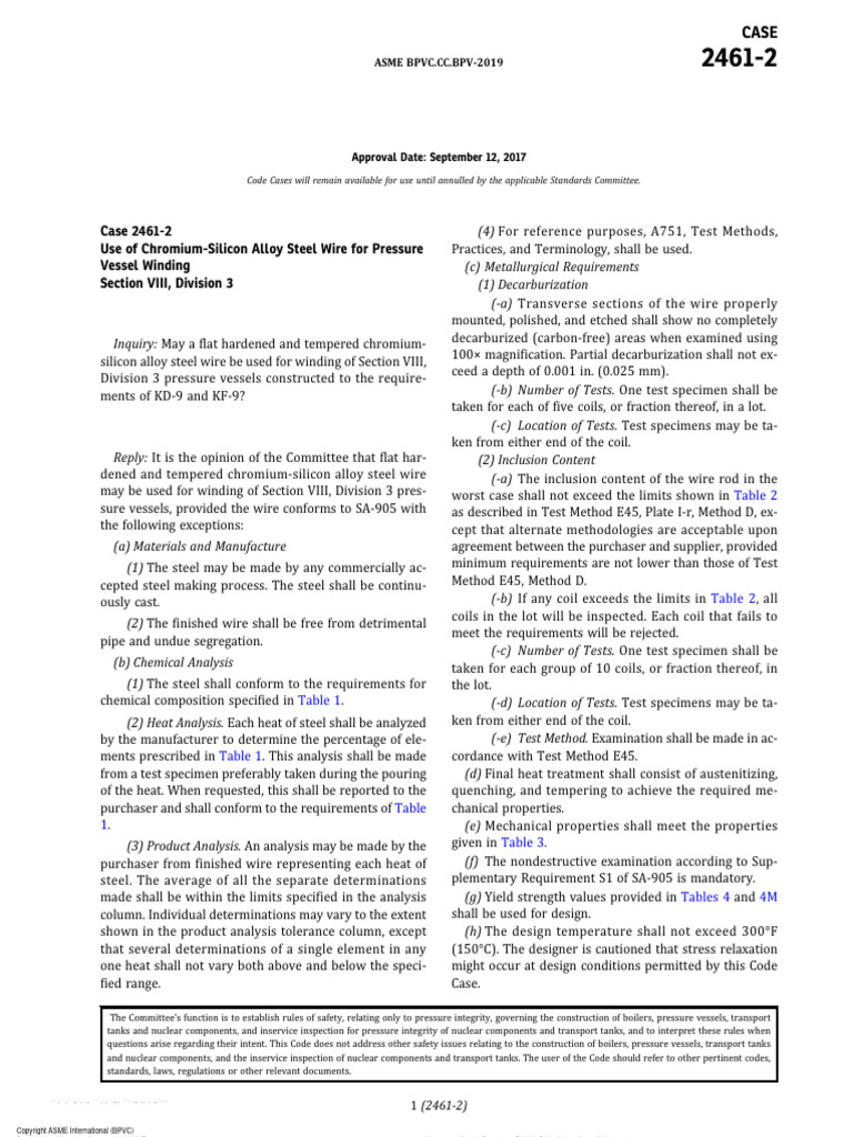 Asme Code Cases 2019 | PDF | Materials | Physical Sciences
