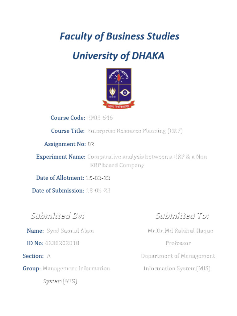Analysis Between A Non ERP & ERP Based Company | PDF | Enterprise ...
