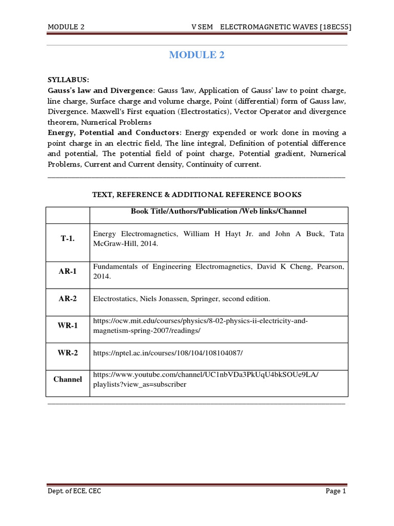 Module 2 - Ew | PDF | Electric Field | Flux