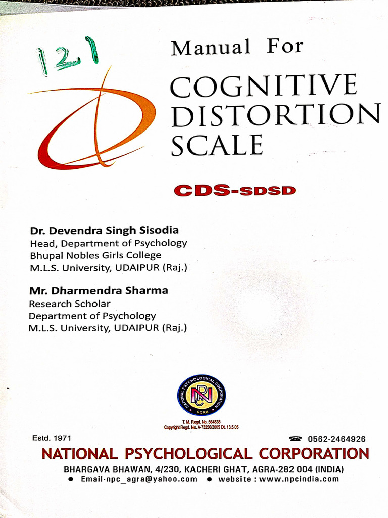 Cognitive Distortion Scale | PDF