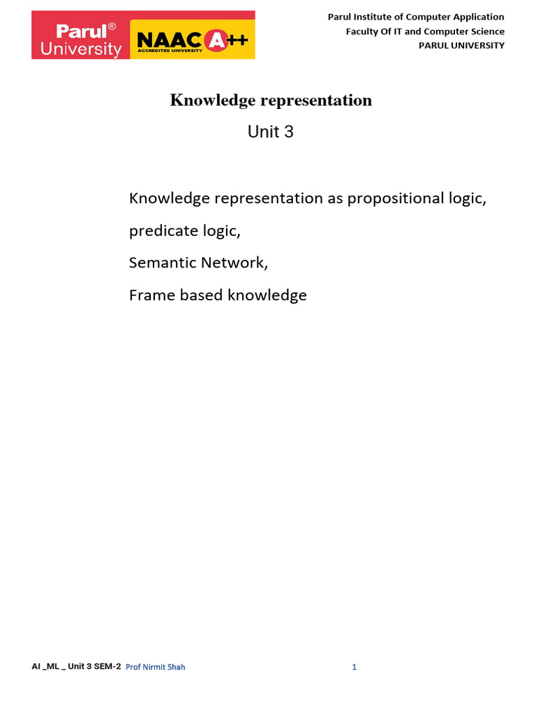 Unit 3 | PDF | Knowledge Representation And Reasoning | First Order Logic