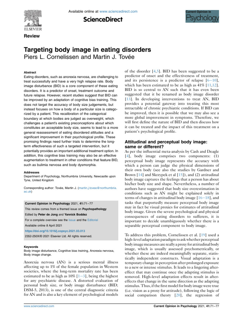 Targeting Body Image in Eating Disorder | PDF | Eating Disorder ...