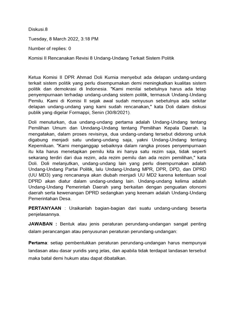 Diskusi 8 ILMU PERUNDANG UNDANGAN | PDF | Politik
