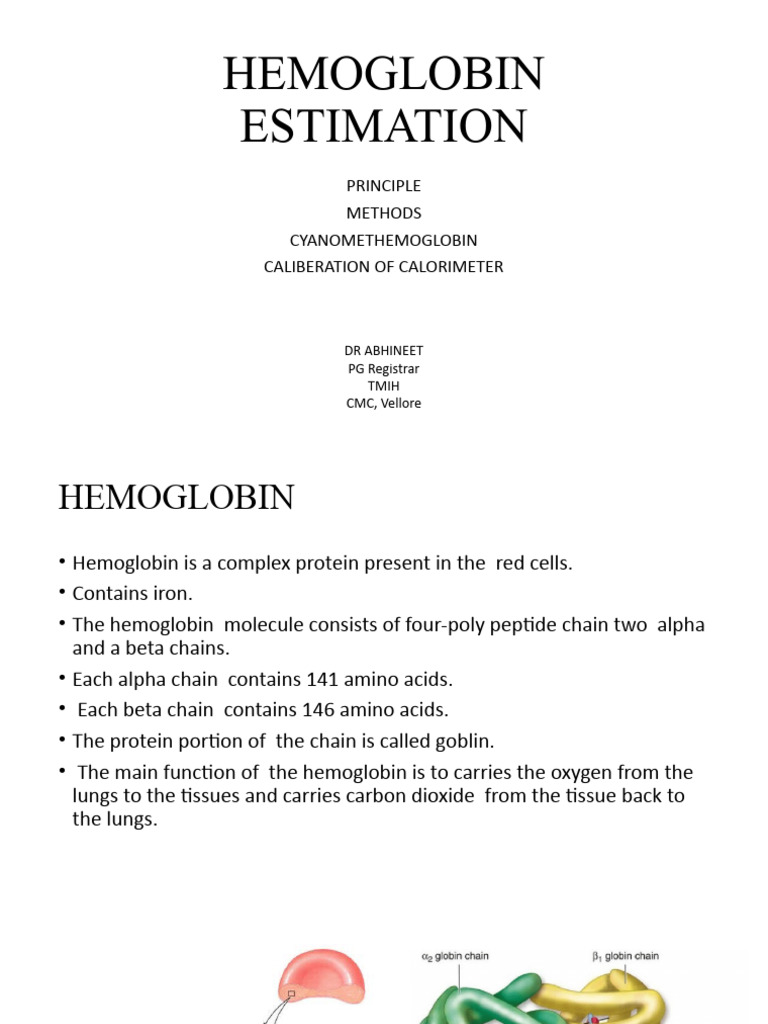 Hemoglobin Estimation | Download Free PDF | Hemoglobin | Red Blood Cell