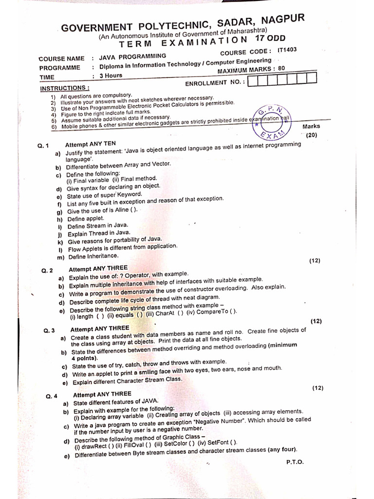 Java Que Papers | PDF