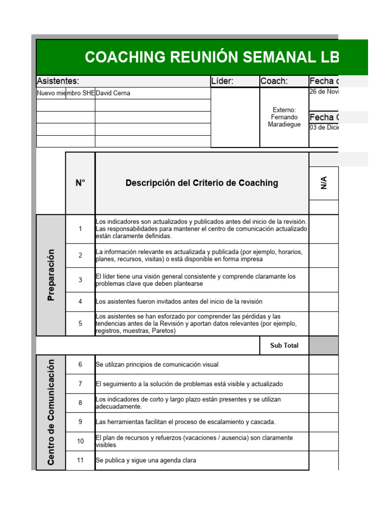 Formato WOR Coach | PDF