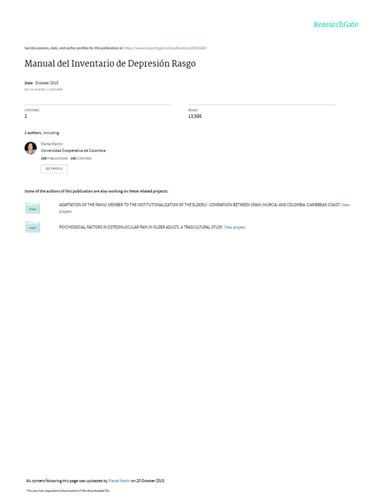 Inventario Depresión Rasgo-Estado | PDF | Depresión (estado de ánimo ...