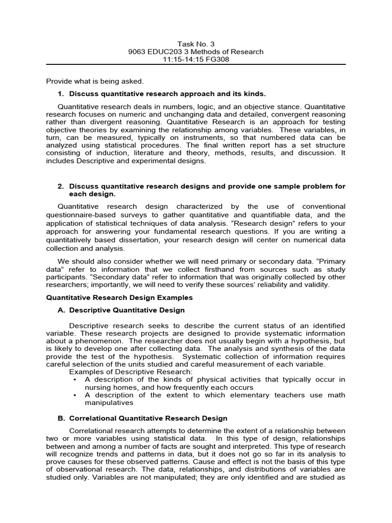 TASK 3 - De la Cruz, Julius M. | PDF | Quantitative Research | Experiment