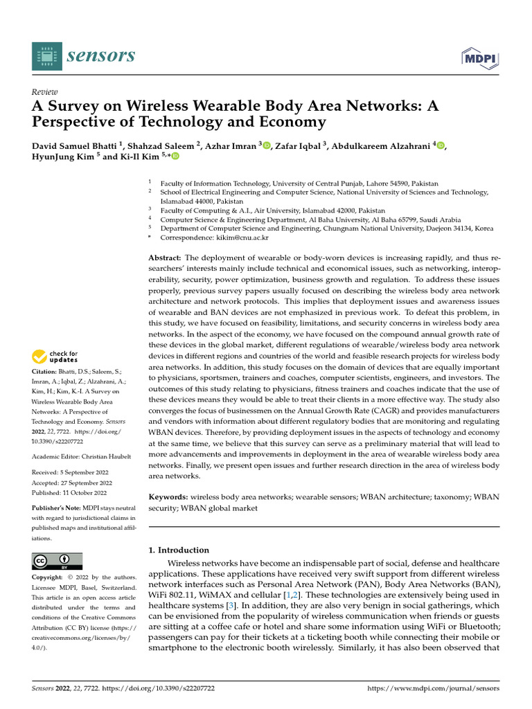A Survey On Wireless Wearable Body Area Networks A Perspective Of Technology And Economy Pdf