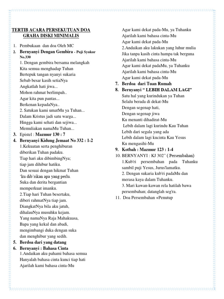 Tata Ibadah Persekutuan Doa GMIM | PDF
