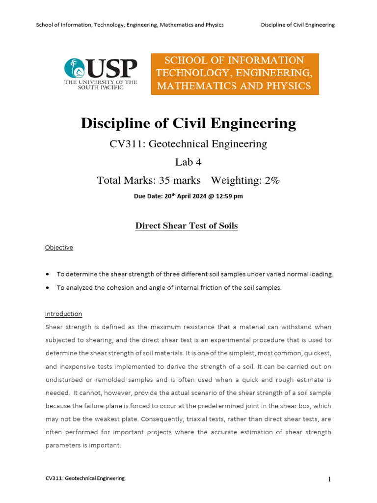 Direct Shear Test Lab Report | PDF | Strength Of Materials ...
