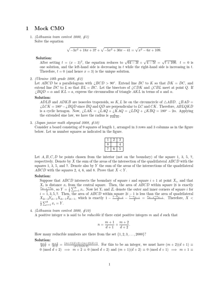 2009SummerCamp WarmUpProblems | PDF | Interval (Mathematics) | Numbers