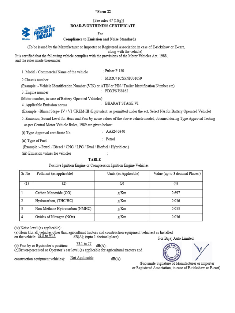 "Form 22 | PDF | Exhaust Gas | Engineering