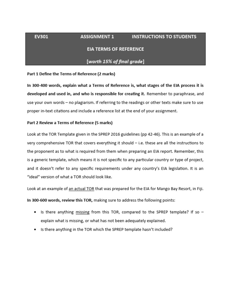 Assignment 1 INSTRUCTIONS | PDF | Environmental Impact Assessment