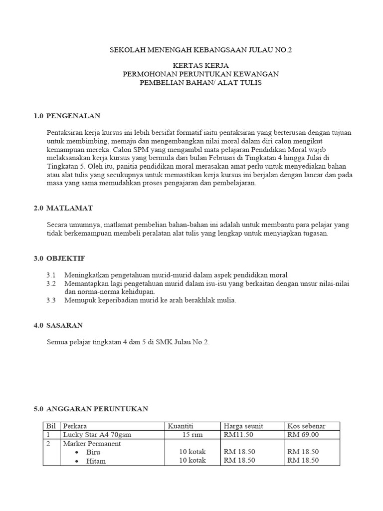 Kertas Kerja Pembelian Kertas A4 | PDF | Karier & Perkembangan ...