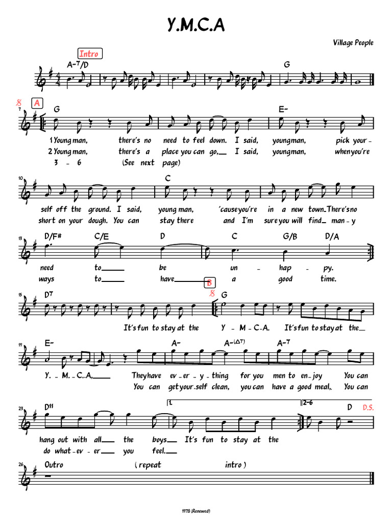 YMCA Song Lyrics Overview | PDF