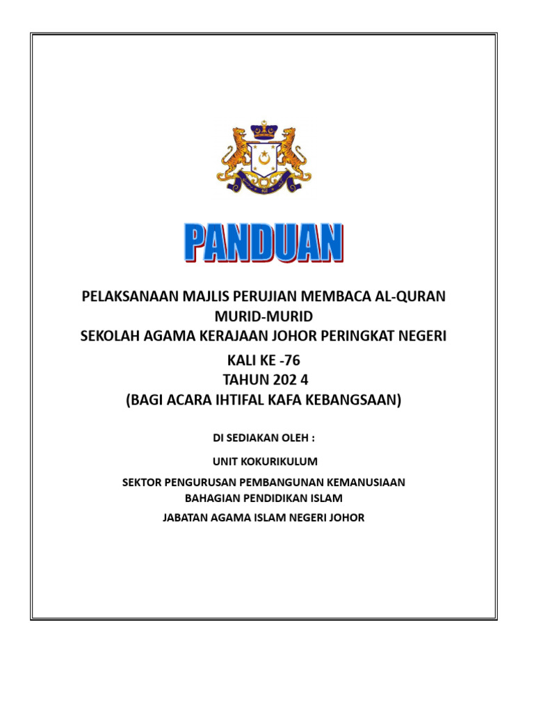 Modul Pelaksanaan Acara Tilawah Al-quran Ikk Tahun 2024 | PDF