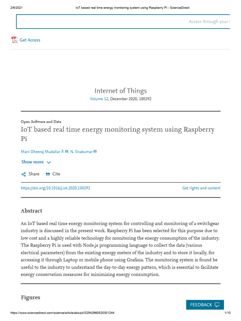 Iot Based Real Time Energy Monitoring System Using Raspberry Pi Sciencedirect Pdf Internet