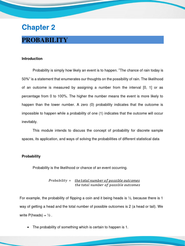Engineering Data Analysis Chapter 2 - Probability | PDF | Probability ...