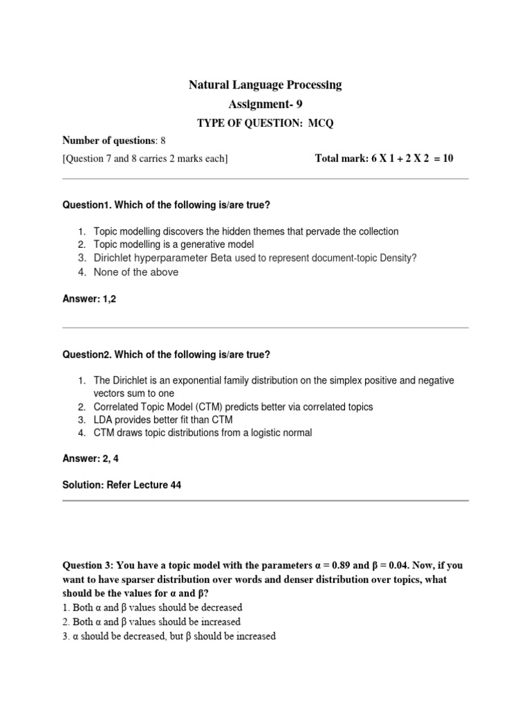 NLP Assignment-9 Solution | PDF | Statistical Analysis | Teaching Mathematics