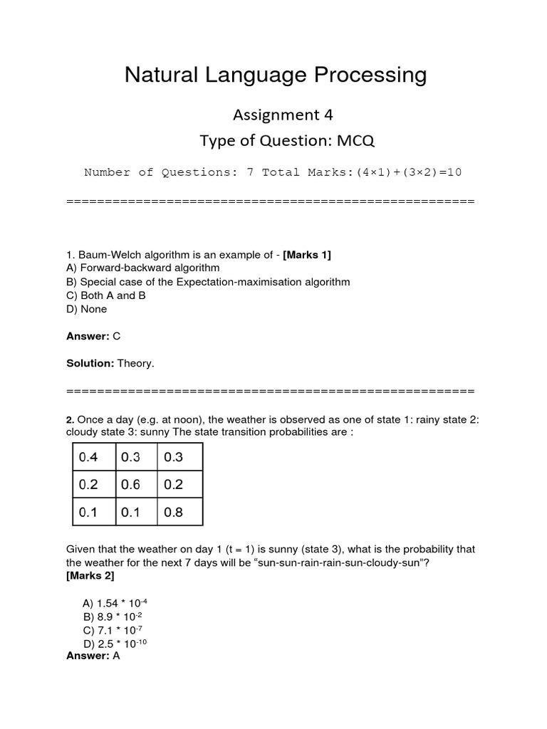 NLP Assignment-4 Solution | PDF | Time Complexity | Applied Mathematics
