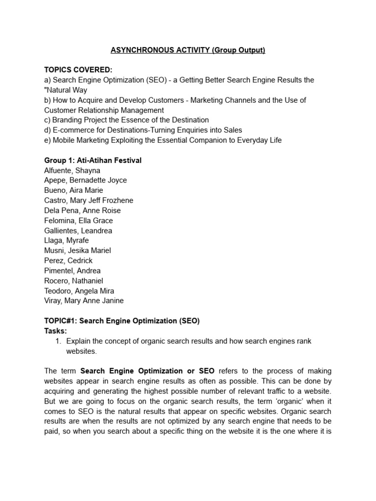 SEO Strategies for Tourism Marketing | PDF | Search Engine Optimization ...