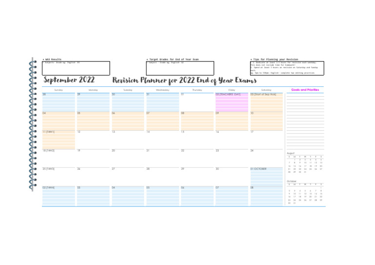 2022 Exam Revision Planner Guide | PDF | Workweek And Weekend