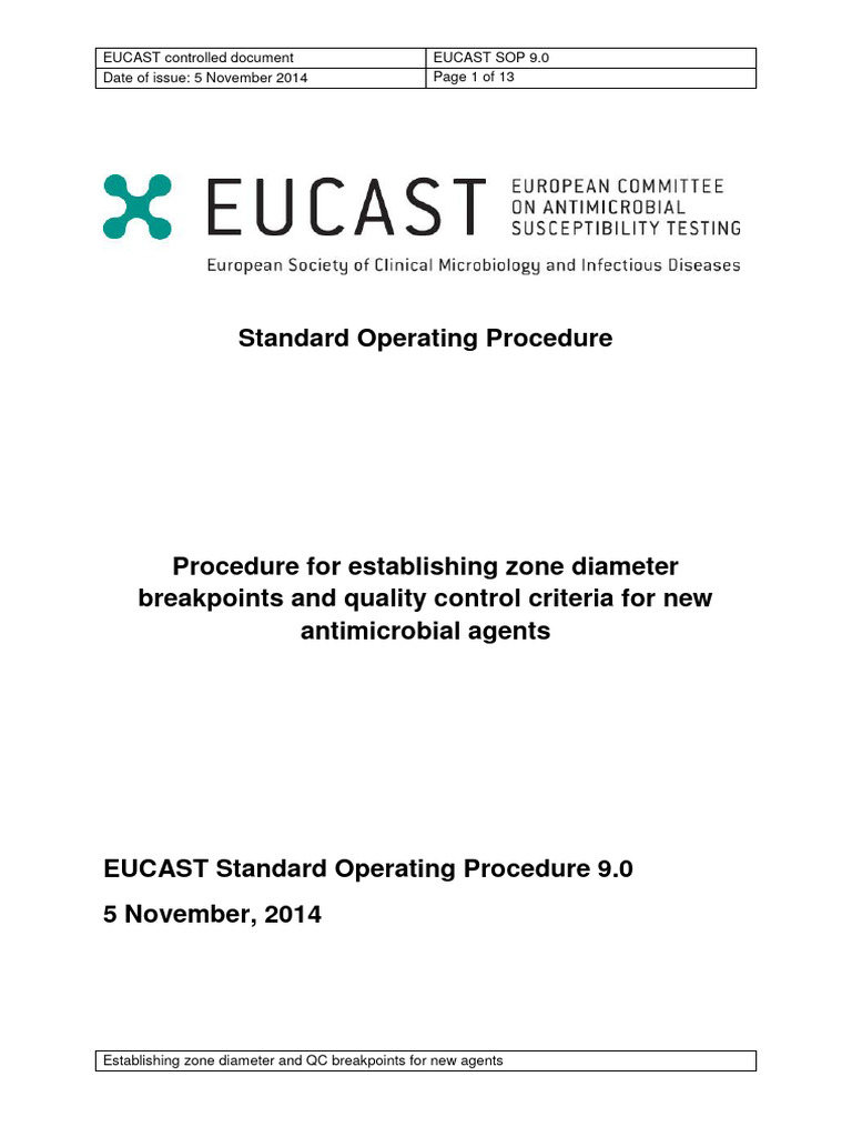 EUCAST SOP 9.0 Disk Diffusion Breakpoints and QC Ranges | PDF ...